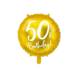 partydeco Luftballon, Folienballon mit Schrift 50th Birthday 45cm gold