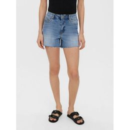 Véro Moda Vero Moda Jeansshorts Kurze Denim Jeans Shorts mit Fransen VMBRENDA (1-tlg) 4110 in Blau