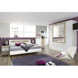 Schlafzimmer-Set Rauch "Burano" Schlafzimmermöbel-Sets Gr. mit 5-trg. Schrank, weiß (weiß, struktureichefarben hell) Komplett Schlafzimmer