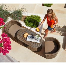 Balkonset Merxx "Ancona Wicker" Sitzmöbel-Sets beige (natur) Outdoor Möbel