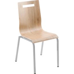 mayer Sitzmöbel Stapelstuhl MAYER SITZMÖBEL "myLIFE" Stühle Gr. B/H/T: 53 cm x 87 cm x 55 cm, 1 St., Gestell Perlsilber, Rechteckrohr-Sitz-/Rückenformschale aus durchgehendem Schichtholz mit Davos-Eiche-Laminat-stapelbar (ma x . 5 Stühle) + Stahl, braun (davos, eiche, perlsilber) Stapelstühle