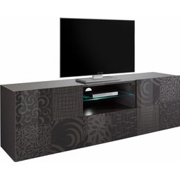 Lowboard Lc "Miro" Sideboards grau (anthrazit hochglanz lack mit siebdruck) Lowboards Breite 181 cm dekorativem Siebdruck