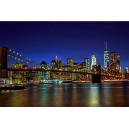 papermoon Fototapete "BROOKLYN BRIDGE-NEW YORK CITY SKYLINE" Tapeten Gr. B/L: 4,50 m x 2,80 m, Bahnen: 9 St., bunt Fototapeten
