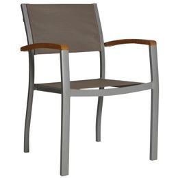 Gartenstuhl Merxx "Monaco" Stühle Gr. B/H/T: 59 cm x 85 cm x 56 cm, 2 St., Aluminium, grau Gartenstuhl Gartenstühle Stühle Armstützen aus Akazie, stapelbar