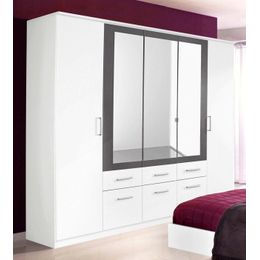 Kleiderschrank Rauch "Burano" Schränke Gr. B/H/T: 226 cm x 212 cm x 56 cm, 5 St., schwarz-weiß (weiß, graumetallic) Drehtürenschrank Drehtürenschränke Schränke