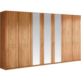 Drehtürenschrank Rauch "Sitara" Schränke Gr. B/H/T: 329 cm x 214 cm x 58 cm, Front aus echtem Massivholz, 7-türig, braun (erlefarben) Drehtürenschrank Kleiderschrank Drehtürenschränke Schränke