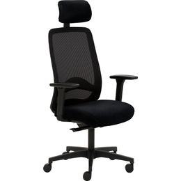 mayer Sitzmöbel Bürostuhl MAYER SITZMÖBEL "myTRITON" Stühle Gr. B: 70 cm, 1 St., Echtleder Lederoptik, 3D-Armlehnen-Kopfstütze gepolstert + Kunststoff, schwarz (schwarz, schwarz) Drehstühle