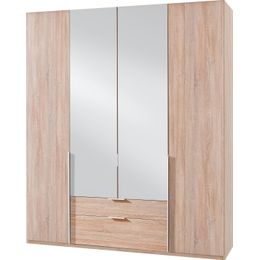 Kleiderschrank wimex "New York" Schränke Gr. B/H/T: 180 cm x 208 cm x 58 cm, 4 St., braun (struktureichefarben hell, spiegel) Kleiderschränke mit Spiegeltür