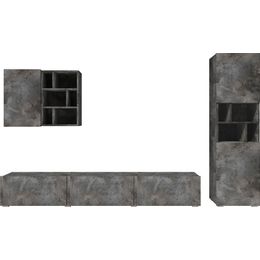 Wohnwand Helvetia "Aksel" Kastenmöbel-Sets grau (schieferfarben) Wohnwände