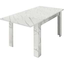 Esstisch Lc "Carrara" Tische Gr. B/H/T: 137 cm x 79 cm x 90 cm, Ansteckplatte, weiß (weiß marmor, optik, optik) Ausziehbare Esstische Breite 137-185 cm, inkl. Ansteckplatte