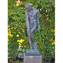 Bronzeskulpturen Skulptur Bronzefigur Männerakt Adam auf einer Marmorplatte