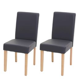 MCW 2er-Set Esszimmerstuhl Stuhl Küchenstuhl Littau ~ Kunstleder, grau matt, helle Beine