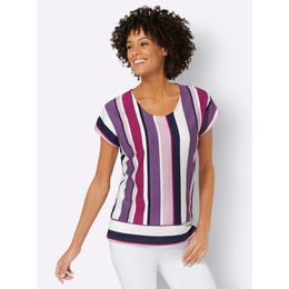 T-Shirt Casual Looks "Shirt" Gr. 54, lila (weiß, lila, gestreift) Damen Shirts Jersey