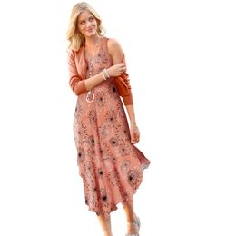 Druckkleid Inspirationen "Kleid" Gr. 18, Kurzgrößen, orange (papaya, graphit, bedruckt) Damen Kleider Lange