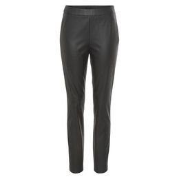 BOSS Orange Lederimitathose (1-tlg) Fake Leder Leggings Skinny, mit seitlichem Reißverschluss, schwarz