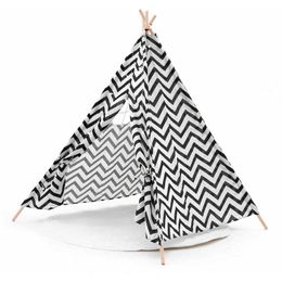Tipi Zelt Kinder Montesori Robincool Koda 120x120x150 cm für Innen- und Außenbereich Geometrisches Design Lichter Teppich