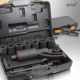 BITUXX - Drehmomentverstärker 5500Nm Drehmomentschlüssel Drehkraftvervielfältiger 11 tlg Set mit 24,27,30,32,33,36,38 mm Stecknüssen