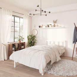 MAISONCHIC Massivholzbett Einzelbett Bett für Schlafzimmer Weiß Kiefer 90x200 cm DE41817