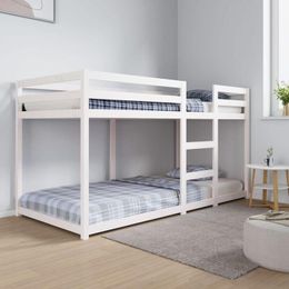 MAISONCHIC Etagenbett Bett für Schlafzimmer Bettgestell Weiß 90x200 cm Massivholz Kiefer DE84667