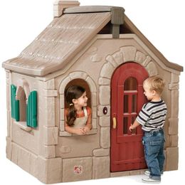 Naturally Playful Storybook Cottage Spielhaus Kunststoff Spielhaus für Kinder mit Klingel und Zubehör - Braun - Step2