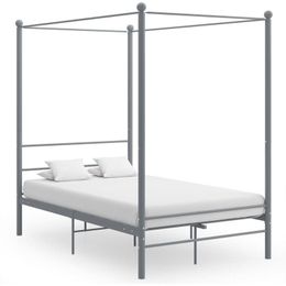 MAISONCHIC Himmelbett Doppelbett Bett für Schlafzimmer Grau Metall 140x200 cm DE36084
