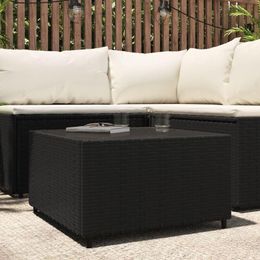 MAISONCHIC Garten-Couchtisch Wohnzimmertisch Sofatisch Quadratisch Schwarz 50x50x30 cm Poly Rattan DE31241