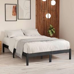 MAISONCHIC Massivholzbett Doppelbett Bett für Schlafzimmer Grau Kiefer 200x200 cm DE19820