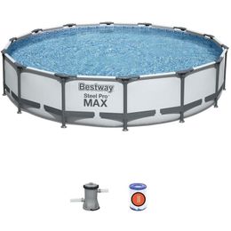 Bestway - 56595 Frame Pool Steel Pro max Set 427x84 cm mit Filterpumpe 2.006l/h