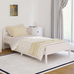 MAISONCHIC Massivholzbett Einzelbett Bett für Schlafzimmer Kiefer 90x200 cm Weiß DE41665