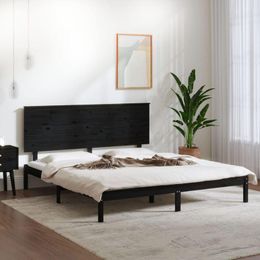 MAISONCHIC Massivholzbett Doppelbett Bett für Schlafzimmer Schwarz Kiefer 160x200 cm DE55649