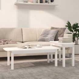 MAISONCHIC 2-tlg. Satztisch-Set Couchtisch Wohnzimmertische Sofatische Weiß Massivholz Kiefer DE99416