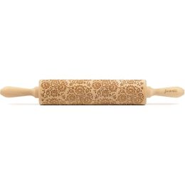 Folkroll Teigroller 3D-Motiv-Teigrolle Buchenholz, Floral, beige|braun