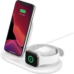 Belkin Belkin drahtloses 3-in-1 Ladegerät für iPhone, Apple Watch und AirPods Wireless Charger (kompatibel für fast alle Apple iPhone, Apple Watch und AirPods, inkl. Netzteil, Wireless Ladestation/Ladeständer), weiß