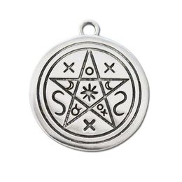 Adelia´s Adelia´s Amulett Anhänger Siegel der Hexerei (versilbert), Planeten Pentagramm - Verbindung mit der Erde und dem Geist, silberfarben