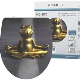 Schütte Schütte WC-Sitz Relaxing Frog, Duroplast, mit Absenkautomatik und Schnellverschluss, High Gloss, goldfarben|grau