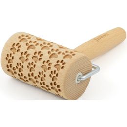 Folkroll Teigroller 3D-Motiv-Teigrolle Buchenholz, Hundepfote, beige|braun