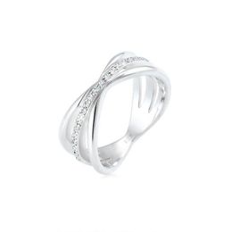 Elli Premium Fingerring Wickelring Blogger Kristalle 925 Silber, silberfarben