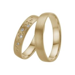 Firetti Trauring Schmuck Geschenk Gold 375 Hochzeit Ehering "LIEBE" Sterne, Made in Germany, wahlweise mit oder ohne Brillanten, gelb|goldfarben