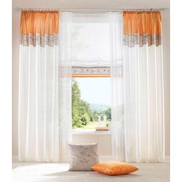 Raffrollo Sorel, my home, mit Klettband, Transparent, Bestickt, Polyester, orange