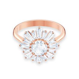 Swarovski Fingerring Sunshine, Sonne, Weiß, 5474917, /-18, /-20, /-21, 5459599, mit Swarovski® Kristall, goldfarben|weiß