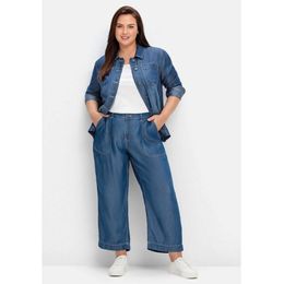 sheego Weite Jeans Große Größen aus TENCEL™ Lyocell, mit Kontrastnähten, blau