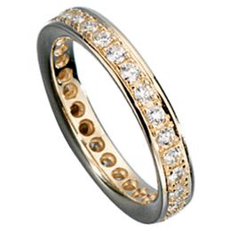 Jobo Fingerring Ring mit Diamanten rundum, 585 Gold, gelb|goldfarben