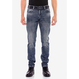 Cipo & Baxx Cipo & Baxx Slim-fit-Jeans (1-tlg) mit Gitter-Musterung in Straight Fİt, blau