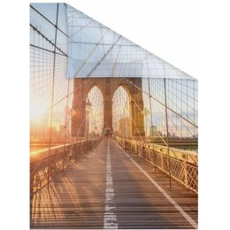 Fensterfolie Brooklyn Bridge, LICHTBLICK ORIGINAL, blickdicht, strukturiert, selbstklebend, Sichtschutz, orange|rot