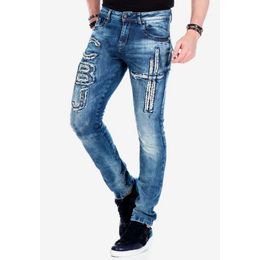 Cipo & Baxx Cipo & Baxx Slim-fit-Jeans mit Nieten und Aufnäher in Straight Fit, blau