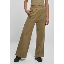 Urban Classics Stoffhose Damen Ladies Straight Pin Tuck Sweat Pants (1-tlg), grün
