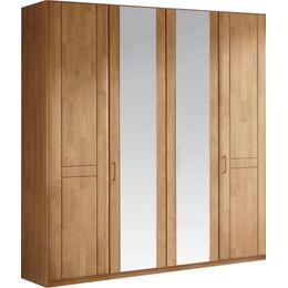 Drehtürenschrank Rauch "Sitara" Schränke Gr. B/H/T: 189 cm x 214 cm x 58 cm, Front aus echtem Massivholz, 4-türig, braun (erlefarben) Drehtürenschrank Kleiderschrank Drehtürenschränke Schränke