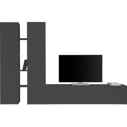 Wohnwand Tecnos "Maruska" Kastenmöbel-Sets Gr. B/H/T: 280 cm x 180 cm x 30 cm, grau (anthrazit, anthrazit) Wohnwände