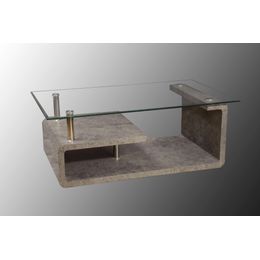 Couchtisch PAROLI Tische Gr. B/H/T: 110 cm x 40 cm x 40 cm, grau (beton, klarglas) Couchtische eckig