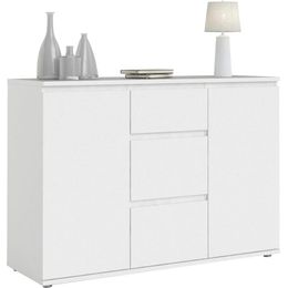 Sideboard Home Affaire "Nova" Sideboards Gr. B/H/T: 119,5 cm x 83,7 cm x 40,0 cm, 3, weiß Sideboards Folienbeschichtung, verschiedene Farbvarianten, 2 Türen, Schubladen